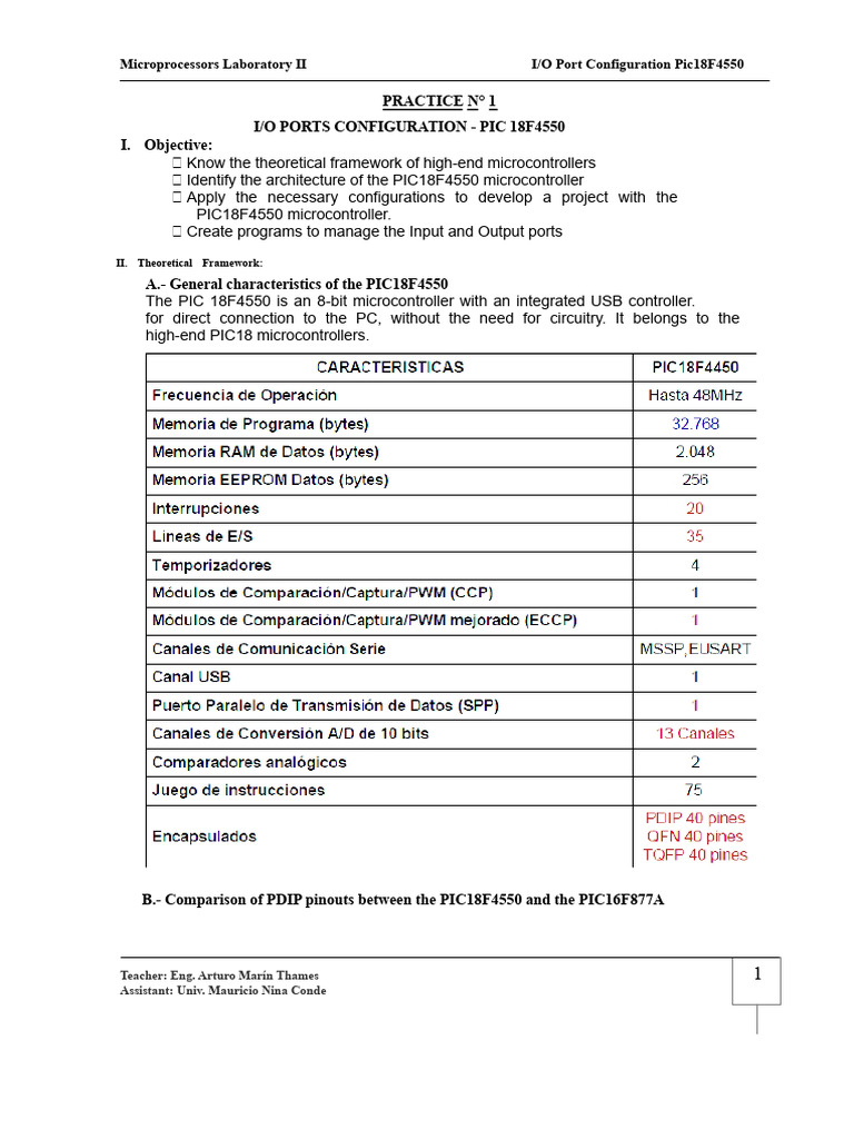 PIC18F4550 I/O Port Configuration Guide | PDF | Microcontroller ...