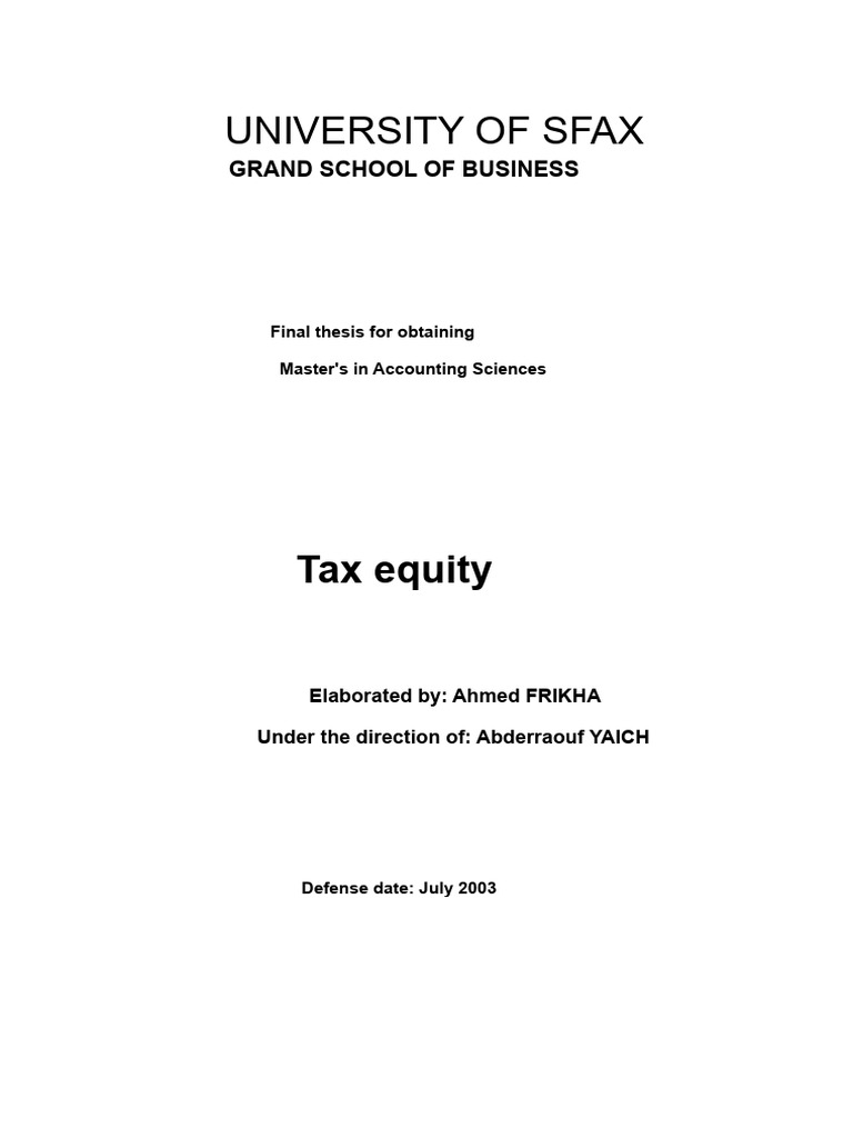 Tax Equity | PDF | Taxes | Equity (Economics)