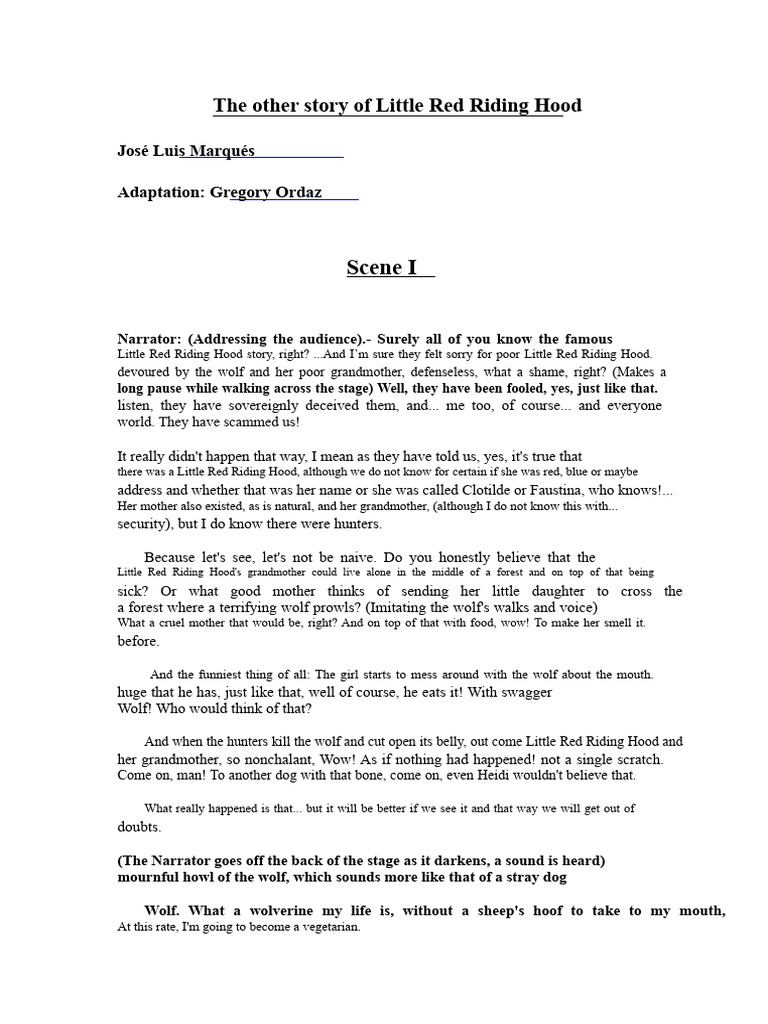 The Other Story of Little Red Riding Hood (Adapted) | PDF | Little Red ...