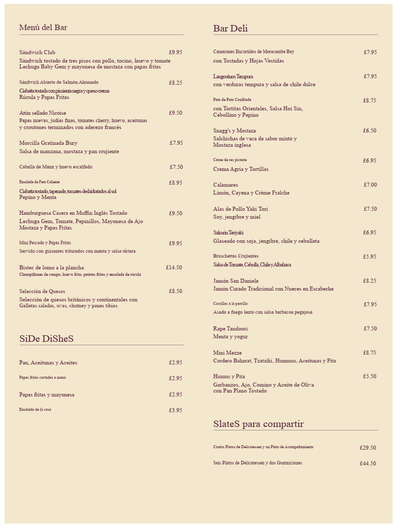 Menú de Bar de Mitton Hall | PDF | ensalada | Hamburguesas