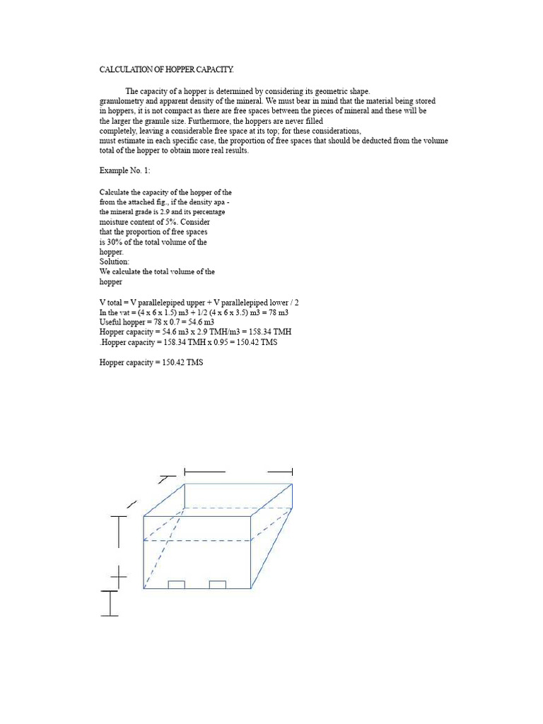 Hopper Capacity Calculation Guide | PDF