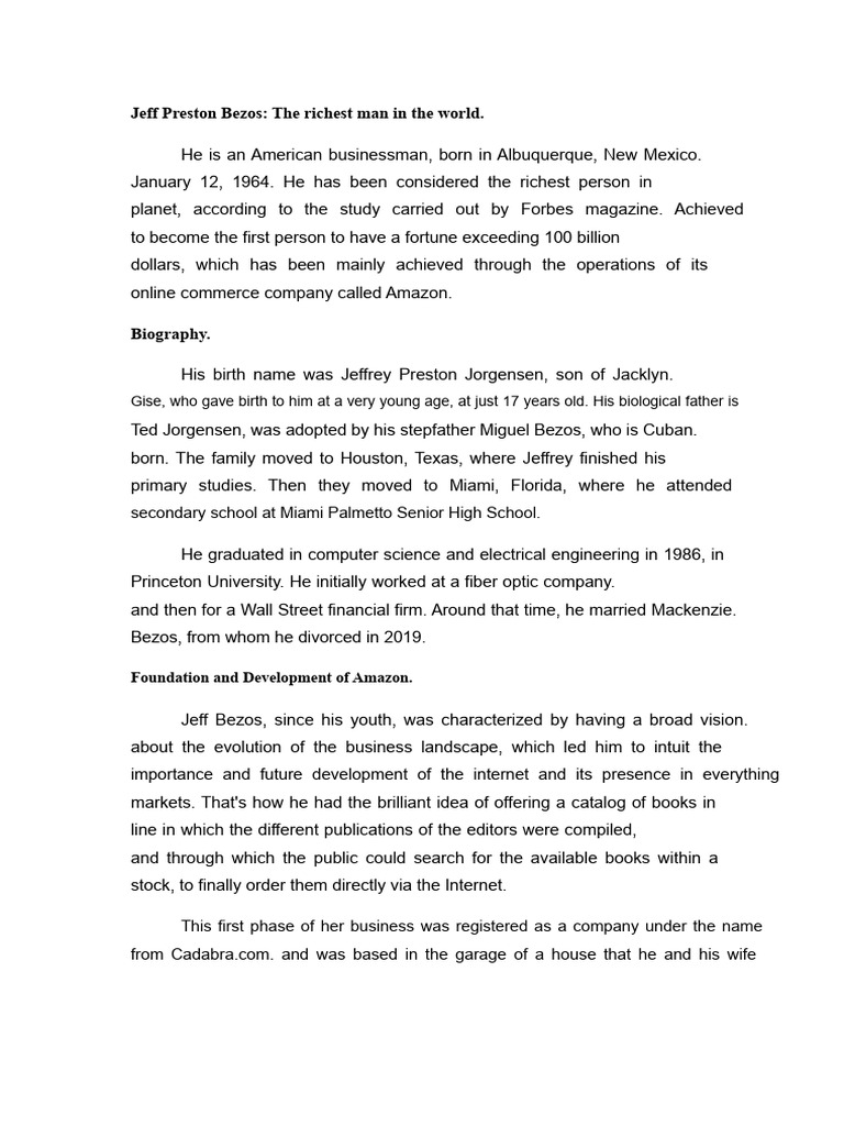 Biography of Jeff Bezos | PDF