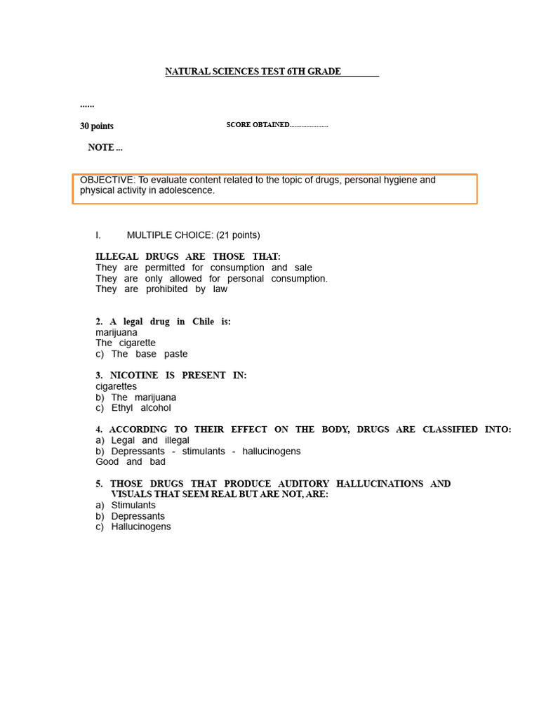 Test 6 Basic The Drug | PDF | Stimulant | Hallucinogen