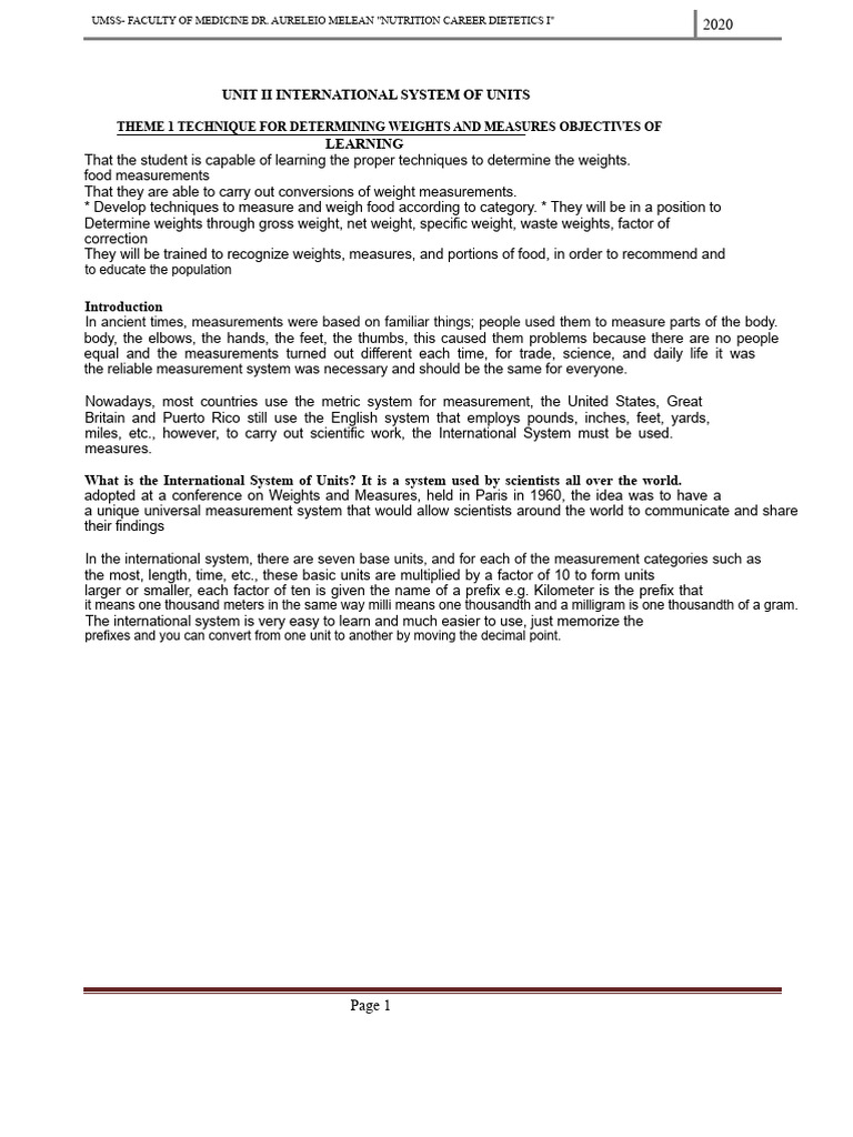 Nutrition Measurement Techniques Guide | PDF | Force | Physical Quantities