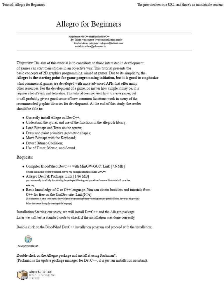 Tutorial: Allegro For Beginners | PDF | Rgb Color Model | Parameter (Computer Programming)