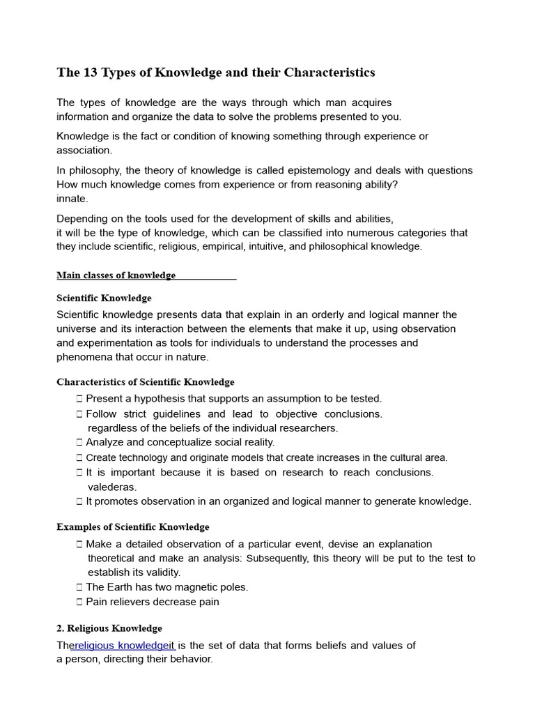 Types of Knowledge | PDF | Knowledge | Logic