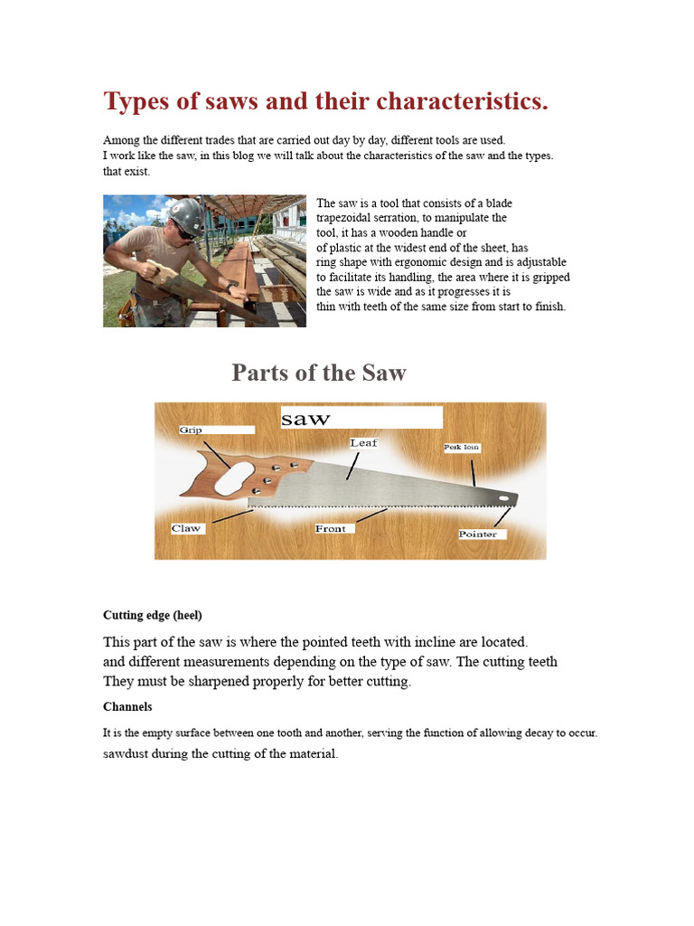 Types and Features of Saws Explained | PDF | Cutting Tools | Tools