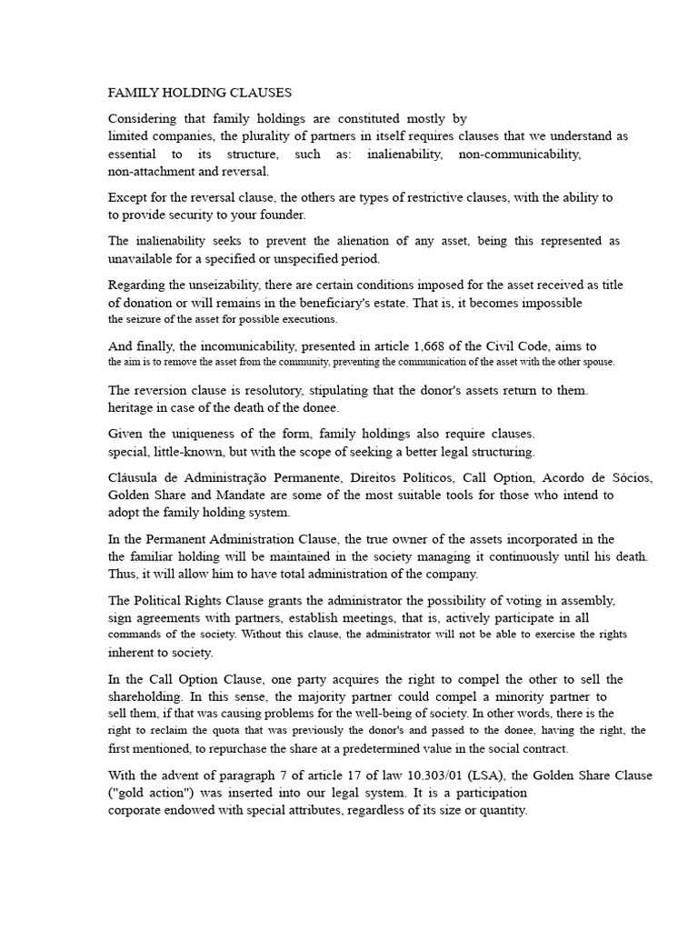 Family Holding Clauses | PDF | Justice | Crime & Violence