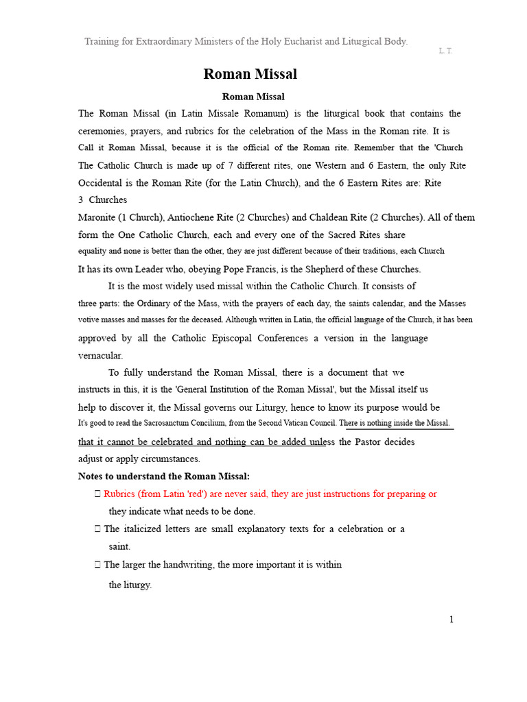 Understanding the Roman Missal Guide | PDF | Mass (Liturgy) | Catholic ...