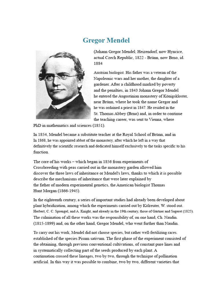 Gregor Mendel | PDF | Biology | Genetics