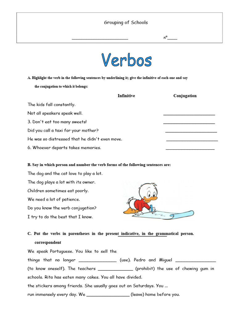 School Verb Conjugation Exercises | PDF | Grammatical Conjugation ...