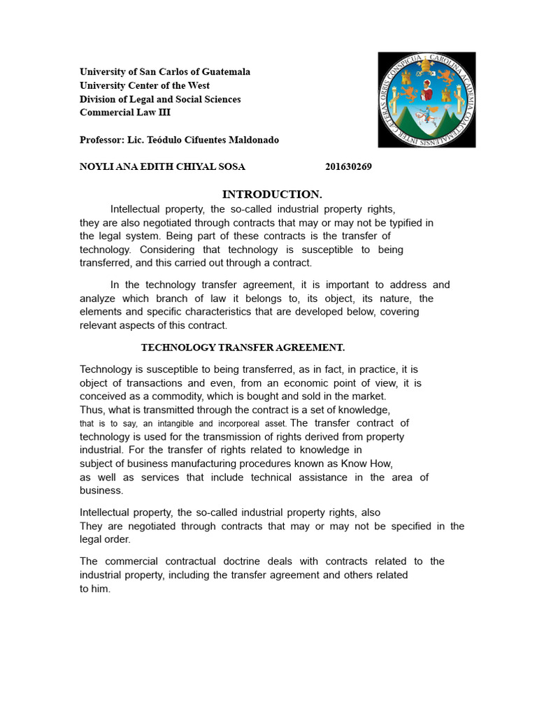 Overview of Technology Transfer Agreements | PDF | License | Patent