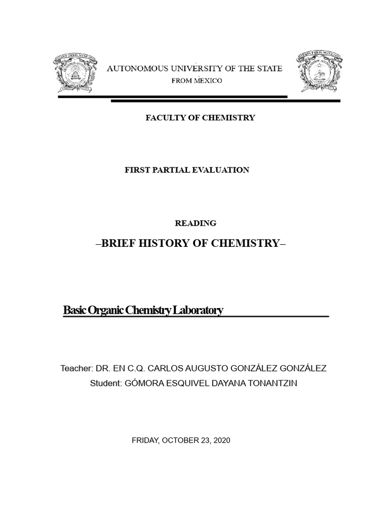 Summary. Brief History of Chemistry | PDF | Chemistry | Alchemy