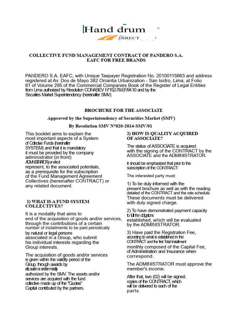 Collective Fund Management Contract Overview | PDF | Fee | Payments