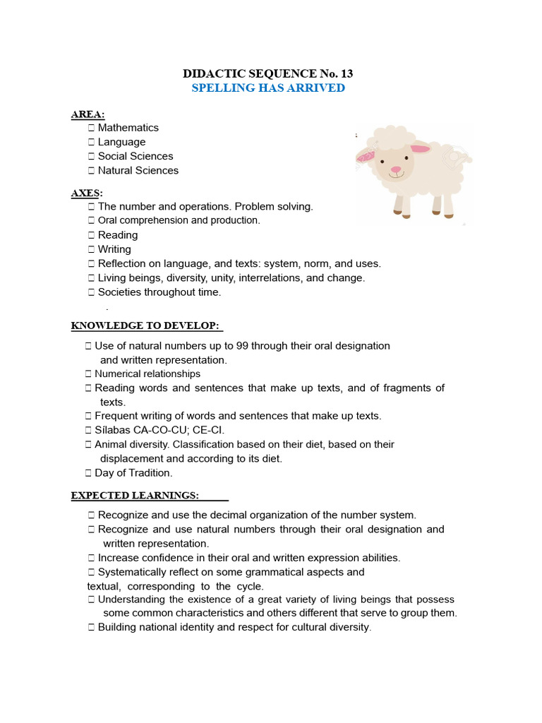 DIDACTIC SEQUENCE No. 13 (1) Spelling | PDF | Science | Knowledge