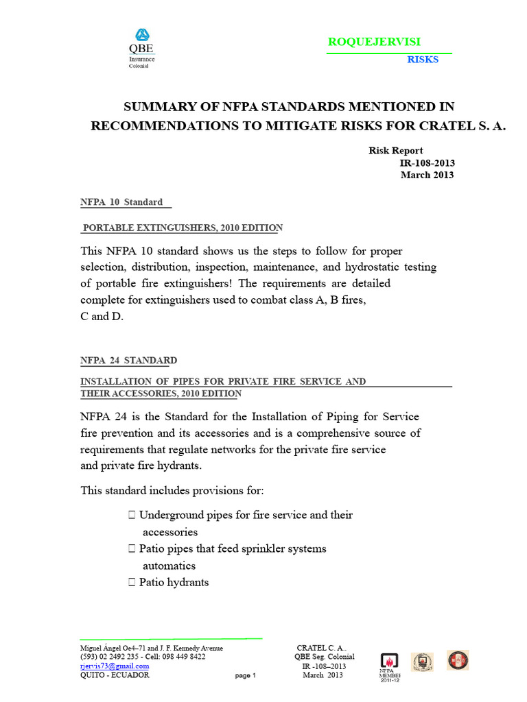 Summary Nfpa Standards | PDF | Firefighter | Firefighting