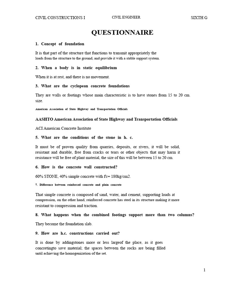 Civil Construction Questions I | PDF | Beam (Structure) | Foundation ...