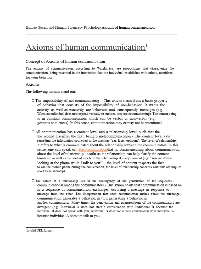 Axioms of Human Communication Explained | PDF | Communication ...