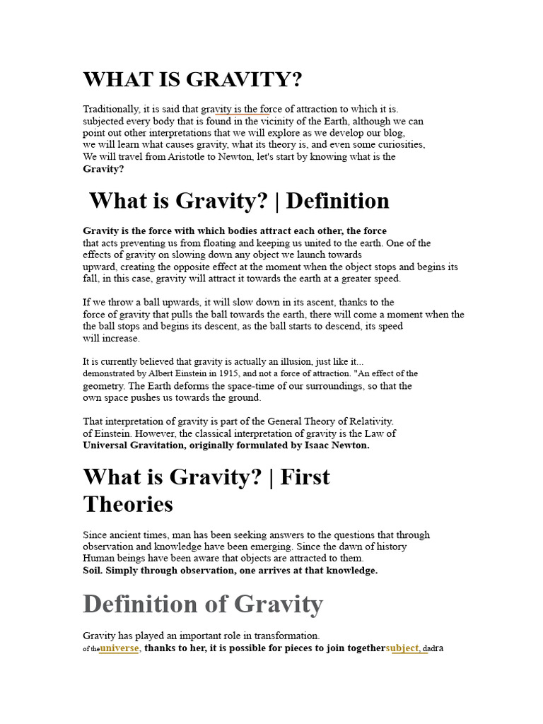 What Is Gravity | PDF | Force | Gravity