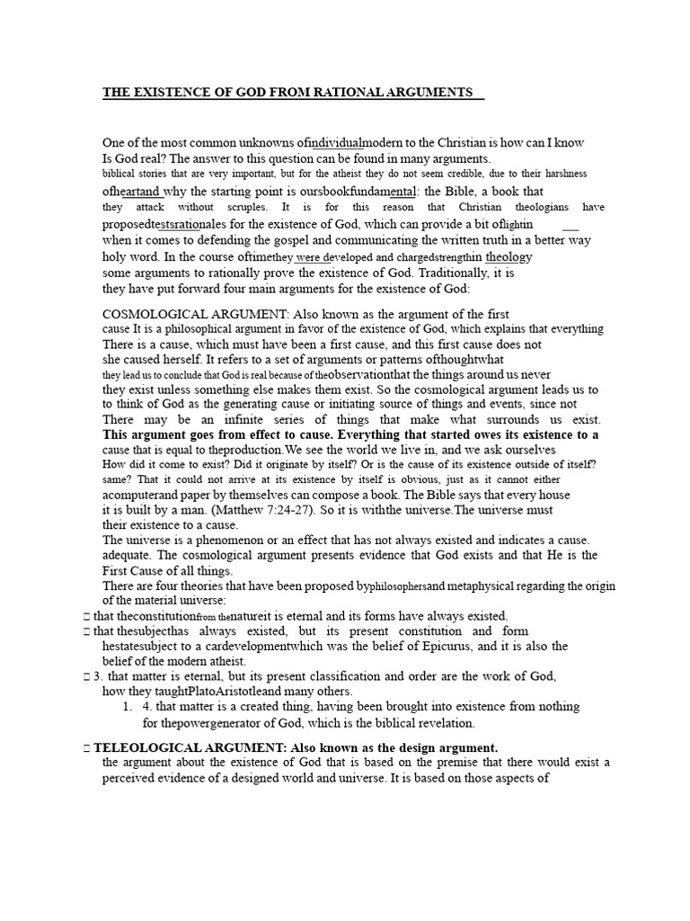 Argument For The Existence of God | PDF | Existence Of God | God