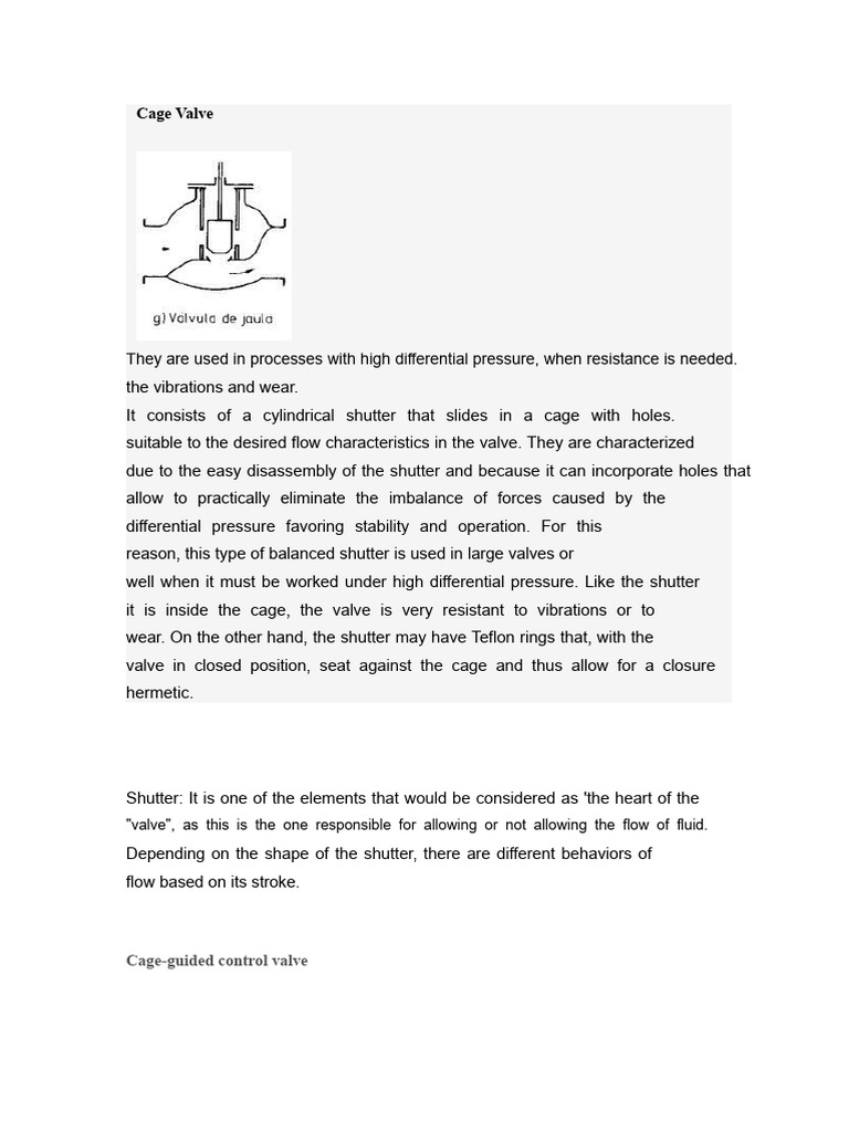Cage Valve Overview and Specifications | PDF | Valve | Gases