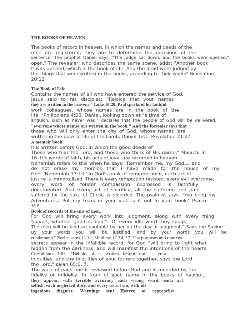 Books of Record in Heaven Explained | PDF | Revelation | Jesus