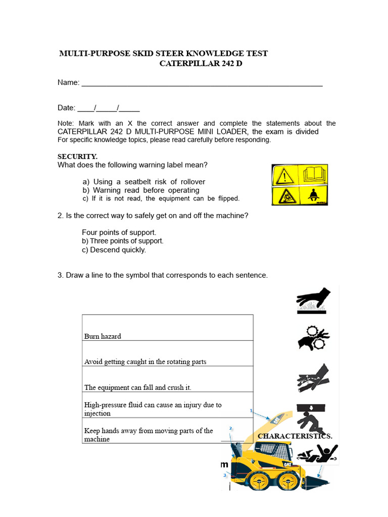 Caterpillar 242D Skid Steer Test Guide | PDF