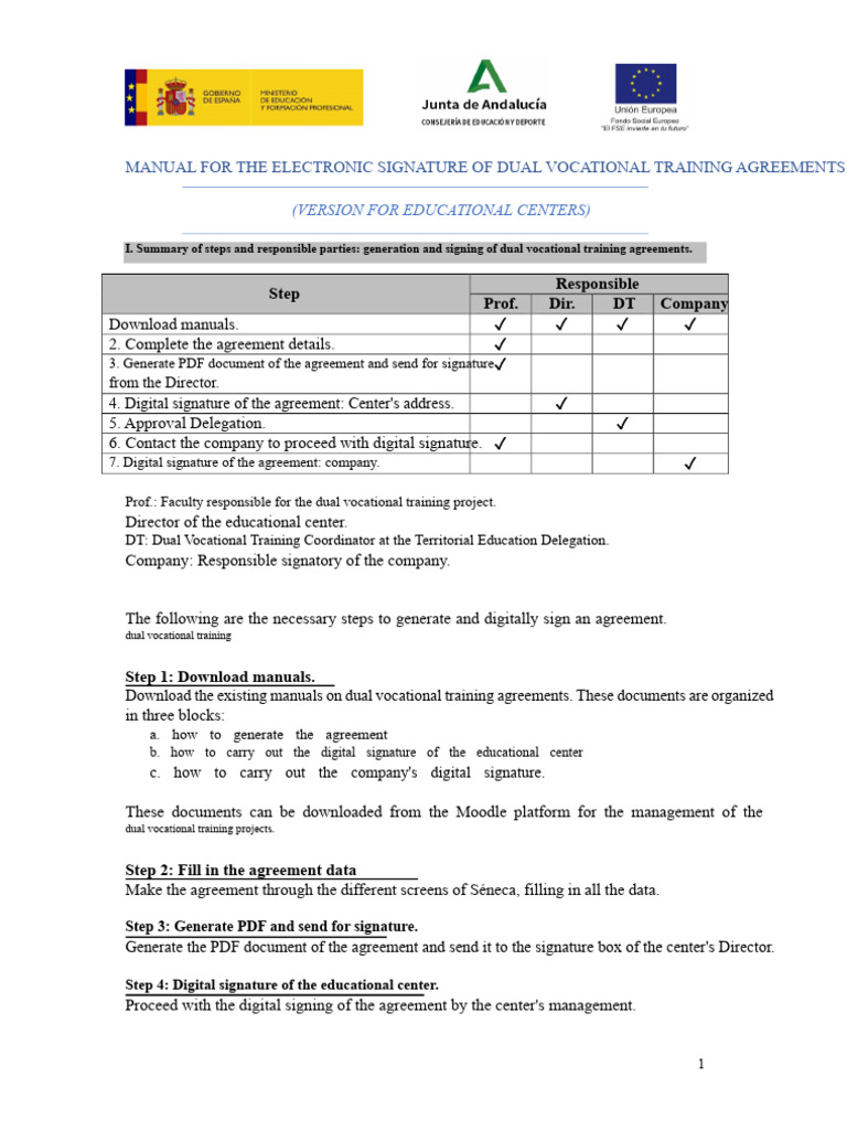 Manual For The Electronic Signature of Dual Vocational Training ...