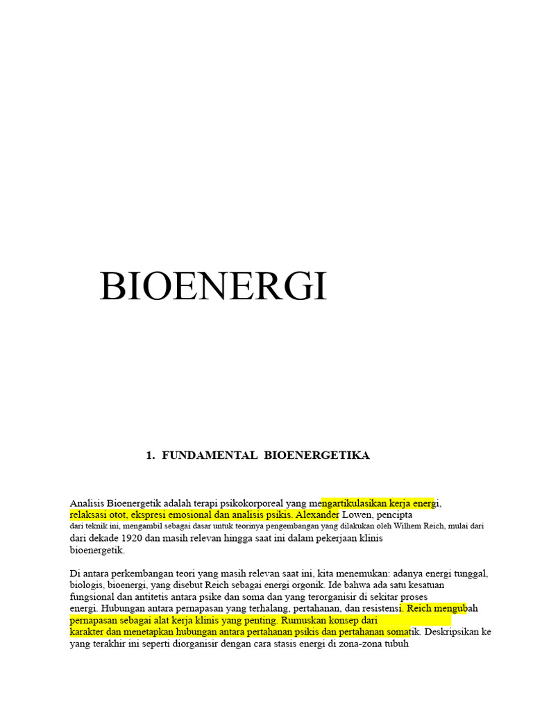 Terapi Bioenergetika: Hubungan Pikiran-Tubuh | PDF