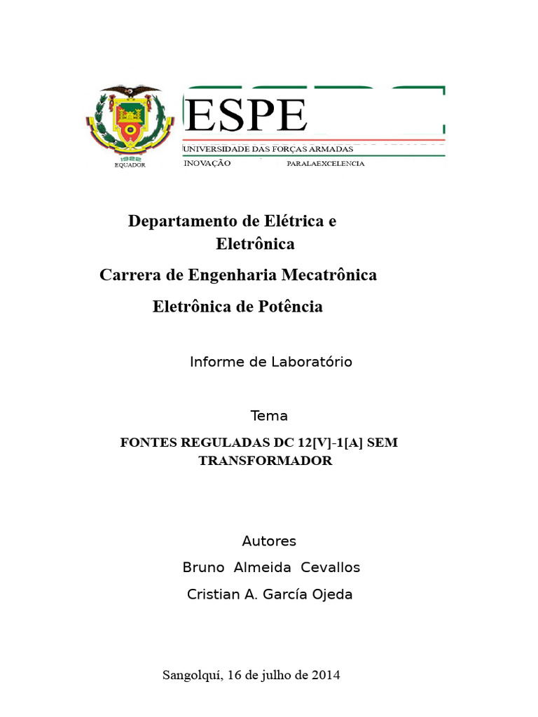 Fonte DC 12V-1A Sem Transformador | PDF | Fonte de energia | Transformador