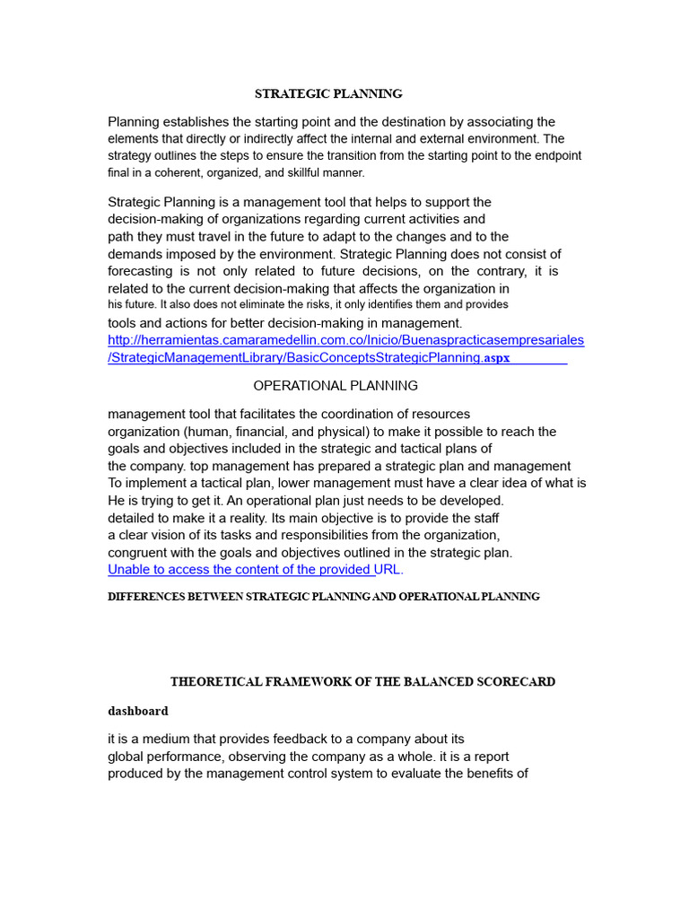 Strategic and Operational Planning | PDF | Strategic Planning | Goal