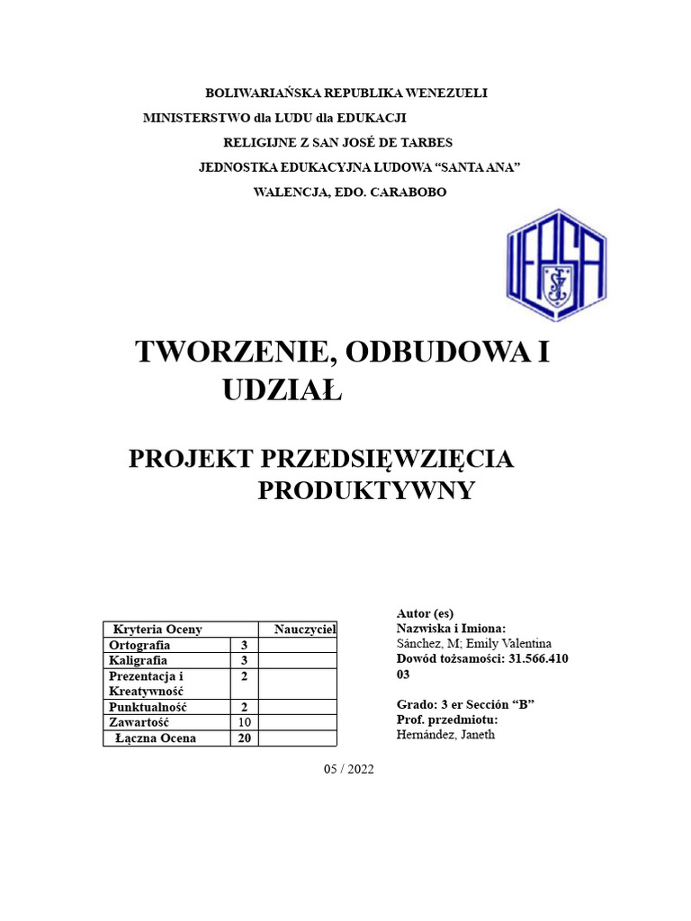 Projekt Lodów Emily | PDF