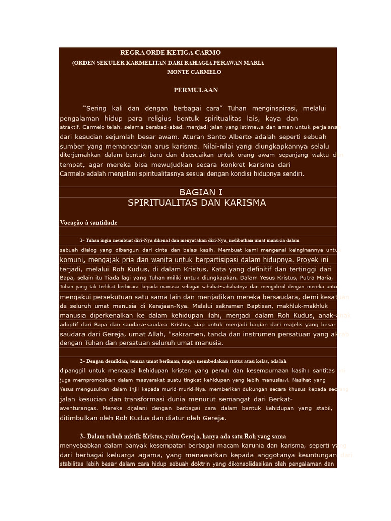 Syarat Masuk Ordo Karmel Sekuler | PDF