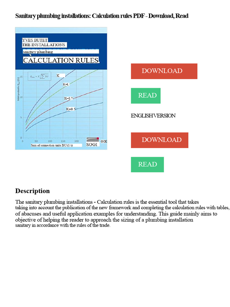 Sanitary Plumbing Installations - Calculation Rules PDF - Download ...