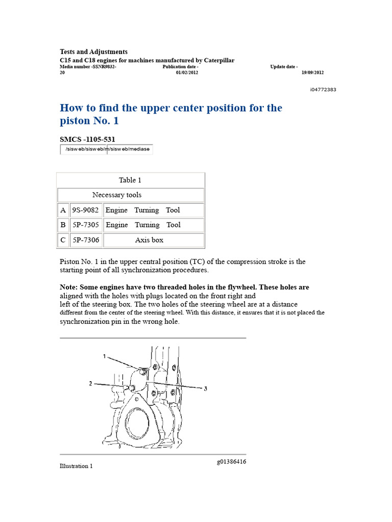 Caterpillar Engine C15/C18 Piston Sync Guide | PDF | Screw | Piston