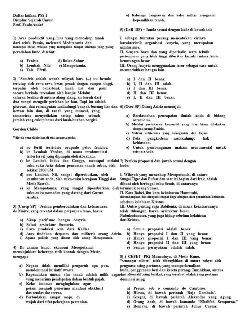 Daftar Latihan Peradaban Kuno Timur | PDF