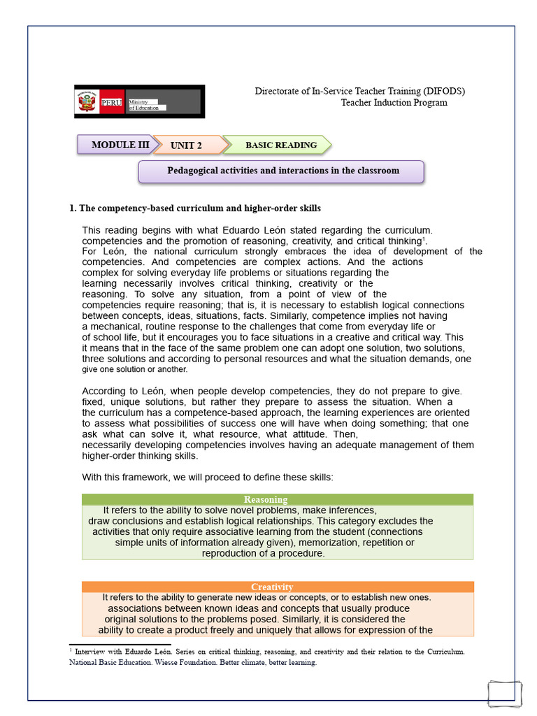 Pedagogical Activities and Interactions in The Classroom | PDF ...