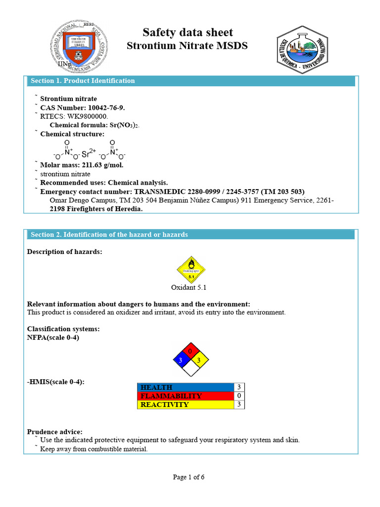 Strontium Nitrate Pdf Toxicity Breathing