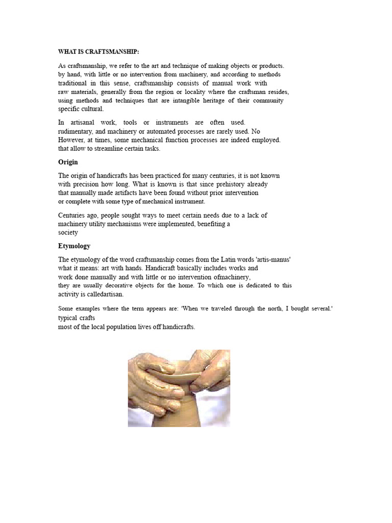 What Is Craftsmanship | PDF | Artisan | Crafts