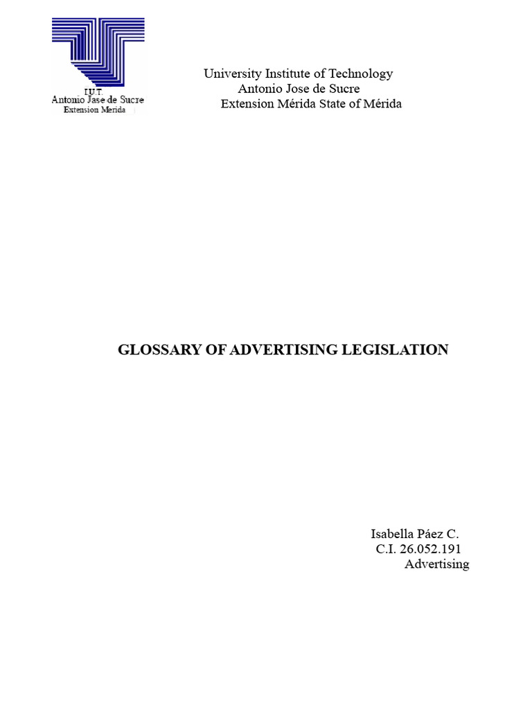 Glossary of Terms On The Legal Framework in Advertising | PDF ...
