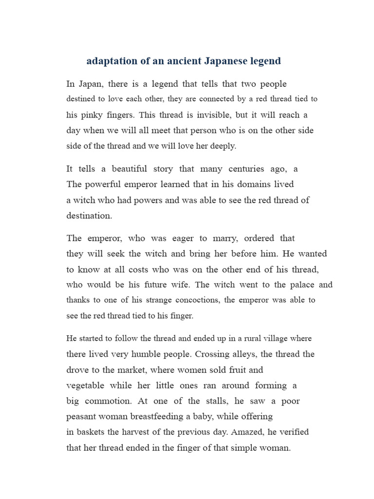 Red Thread of Destiny: A Japanese Legend | PDF | Veil | Folklore