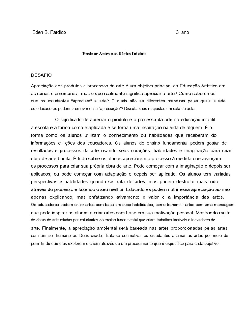 MC ARTS - Ensino de Artes Nos Anos Iniciais | PDF