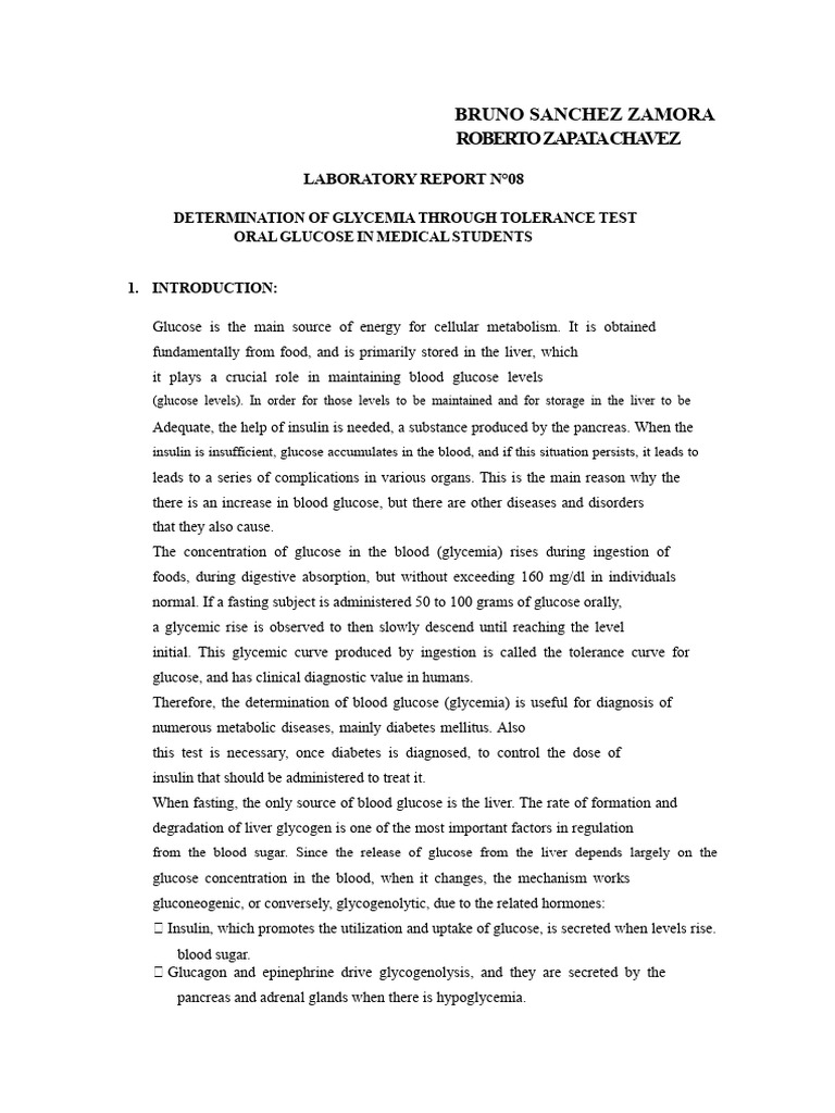 LABORATORY REPORT No. 8 | PDF | Diabetes | Hyperglycemia
