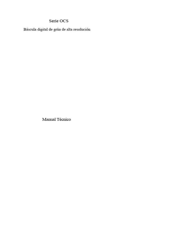 Manual Técnico de OCS PDF | PDF | Balanza | Calibración