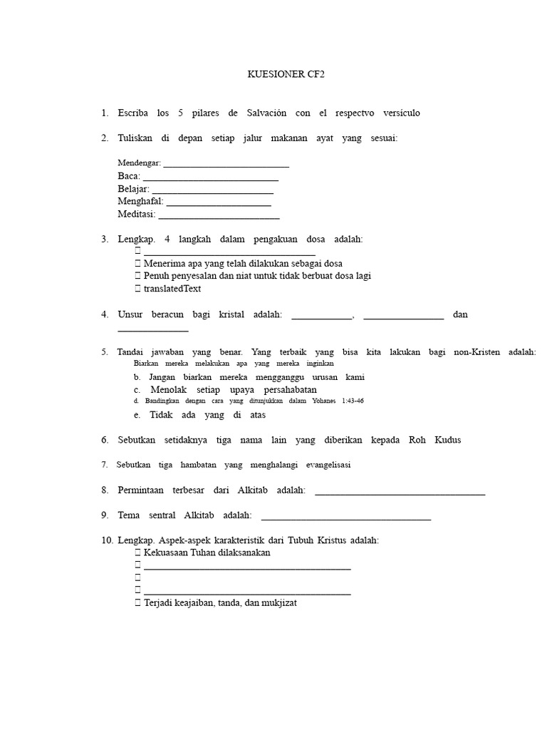 KUESIONER CF2 2 Opsi | PDF