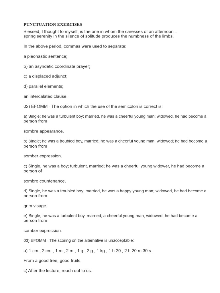 Exercise Punctuation | PDF | Grammar | Language Mechanics
