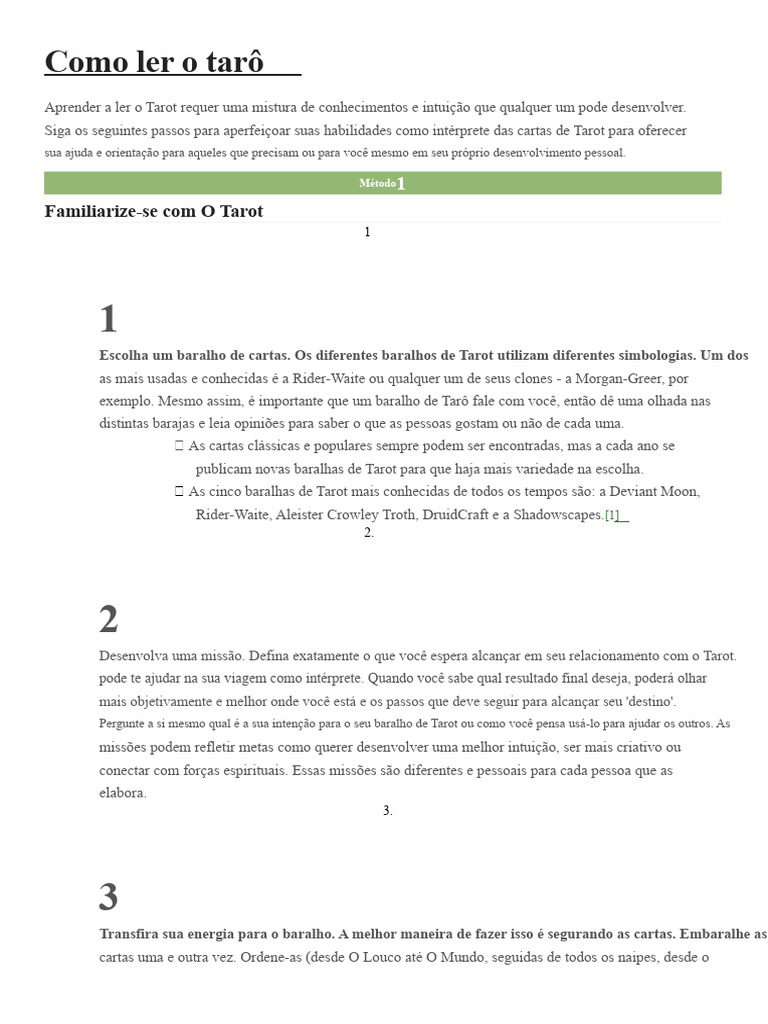 Métodos de Como Ler o Tarô de 5 Formas | PDF | Tarô | Cartas de baralho