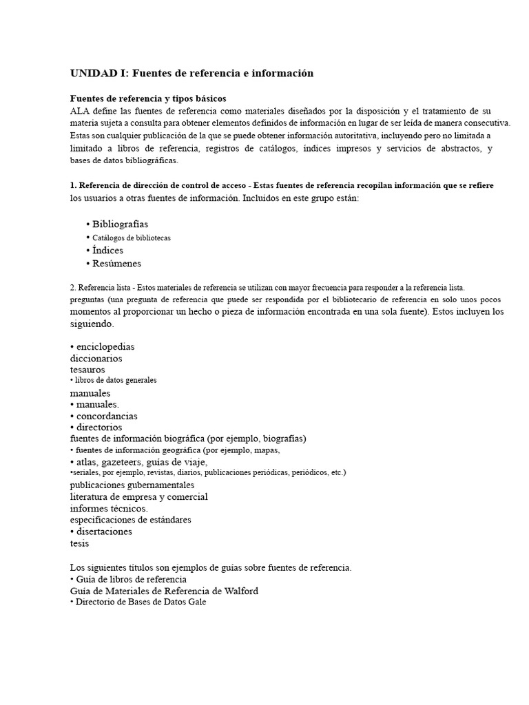 Fuentes de Información y Referencia | PDF | Diccionario | Enciclopedias