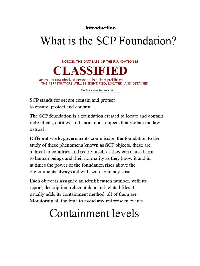 The SCP Foundation Introduction | PDF