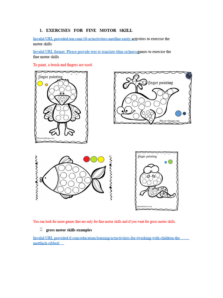 Fine Motor Skill Exercises for Kids | PDF
